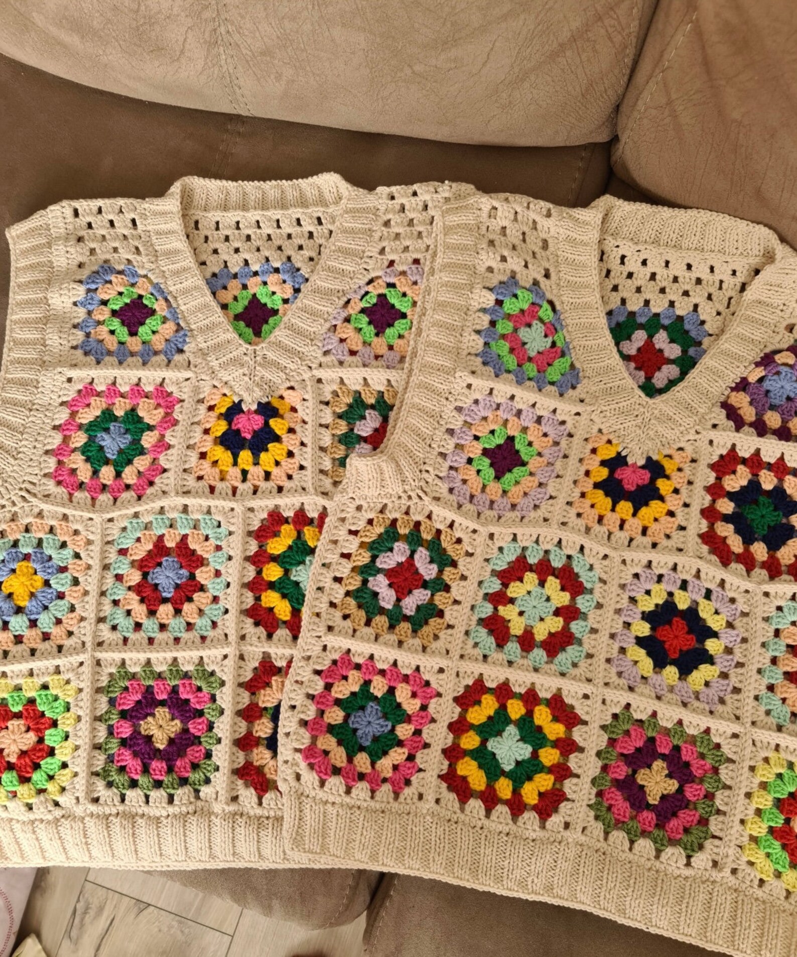 Patchwork Sweatergranny Square Sweater Granny Square Vest - Etsy