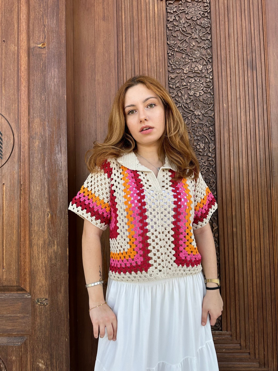 Crochet Shirt, Unisex Shirt, Crochet Overshirt, Crochet Multicolor ...