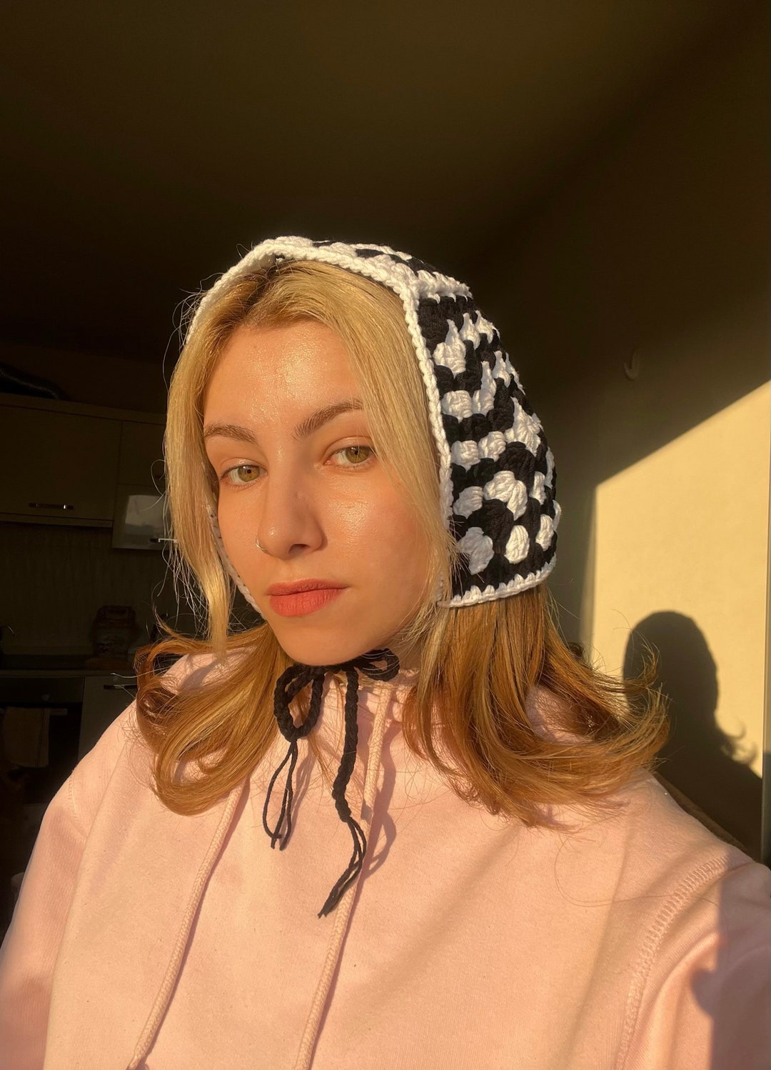 Crochet Balaclava, Granny Square Balaclava,handmade Black and White ...