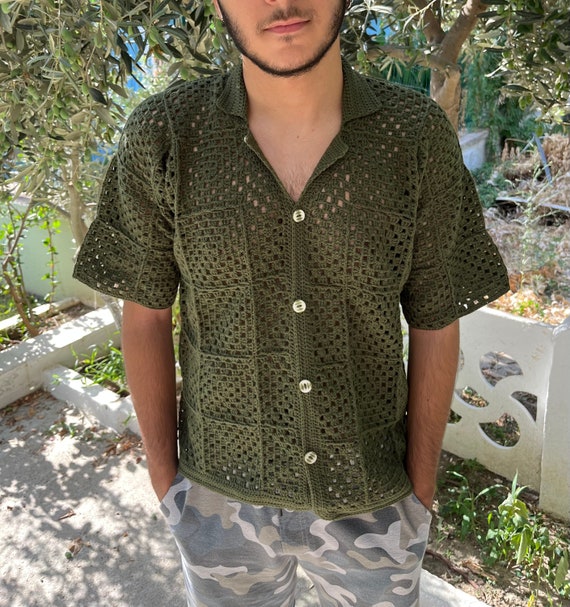 Crochet Shirt Unisex Shirt Crochet Overshirt Vintage - Etsy