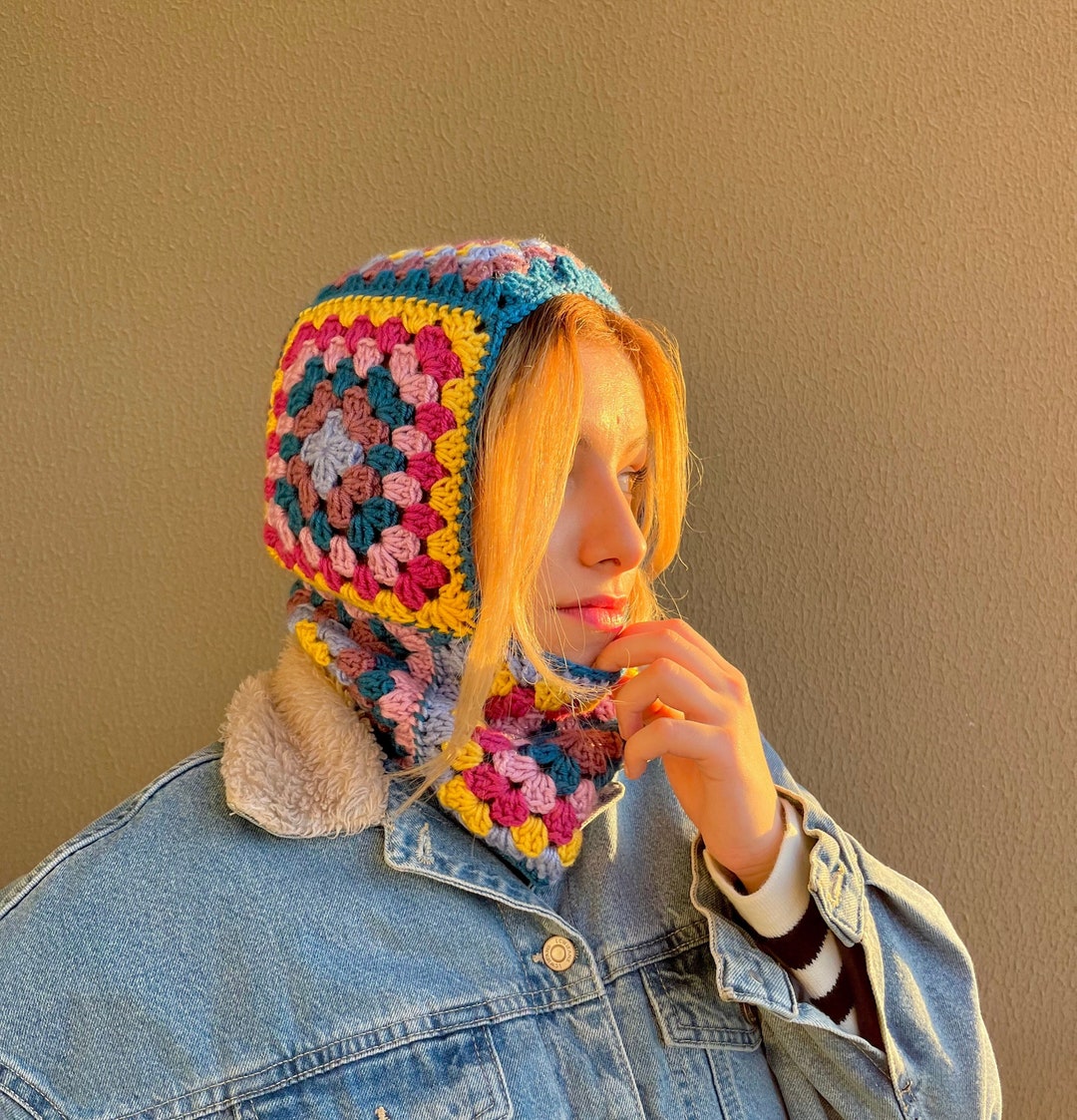 Crochet Balaclava, Granny Square Balaclava,handmade Colorful Balaclava ...