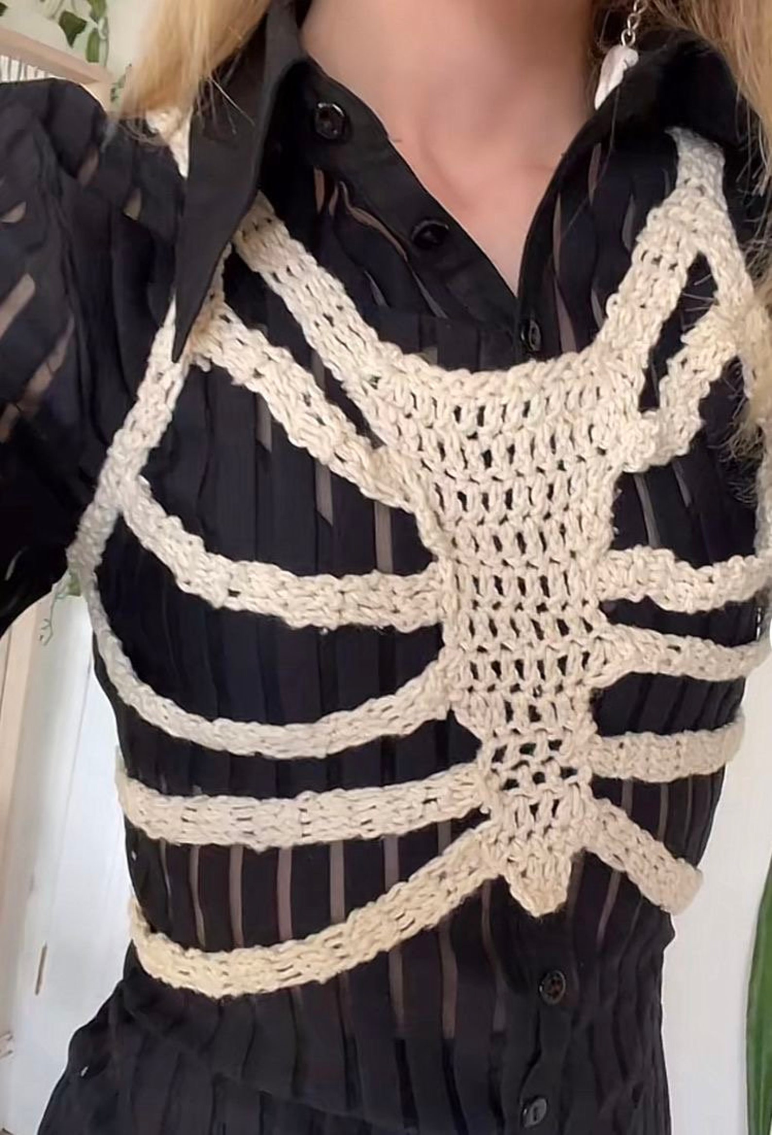 Crochet Skeleton Top, Grunge Fairycore Goth Top, Skeleton Corset ...