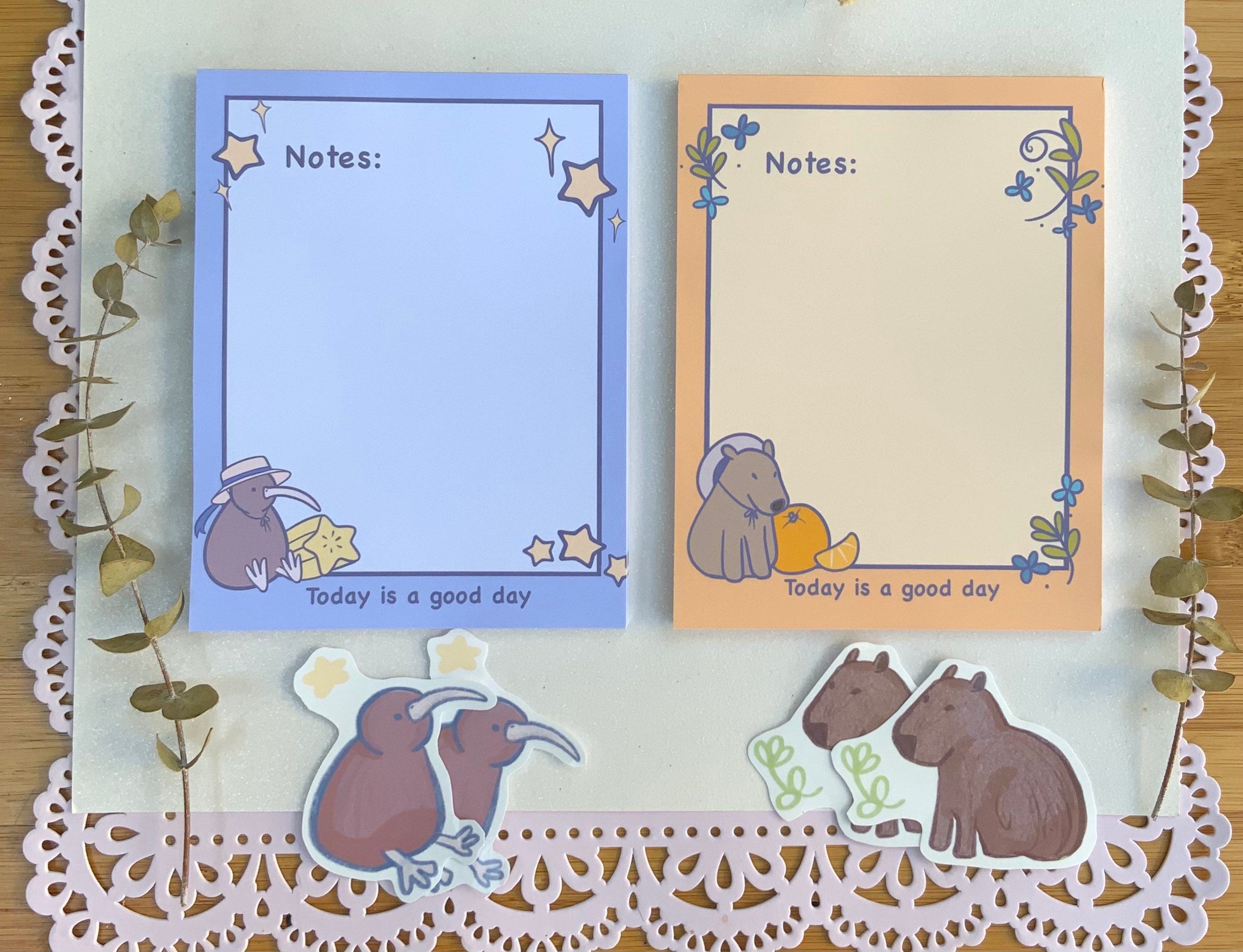 Paper & Party Supplies Kiwi Capybara Stationary Notepad and Sticker Set ...