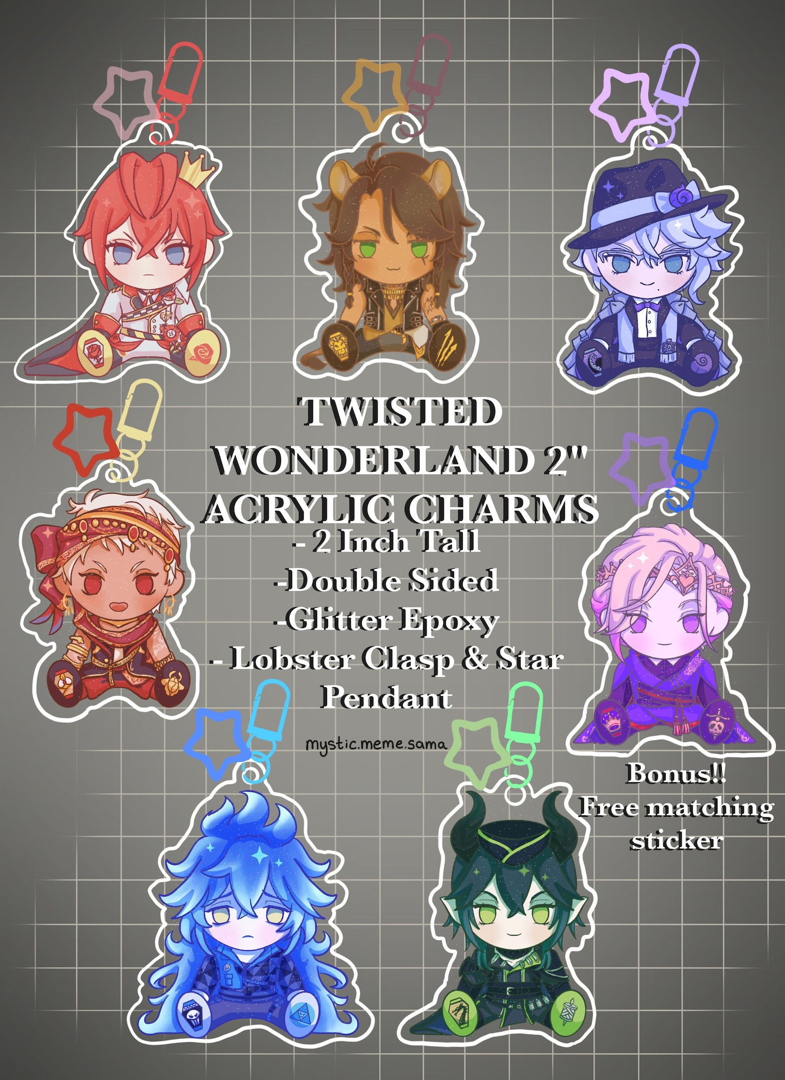 Twisted Wonderland Dorm Leader 2 Double Sided Glitter - Etsy