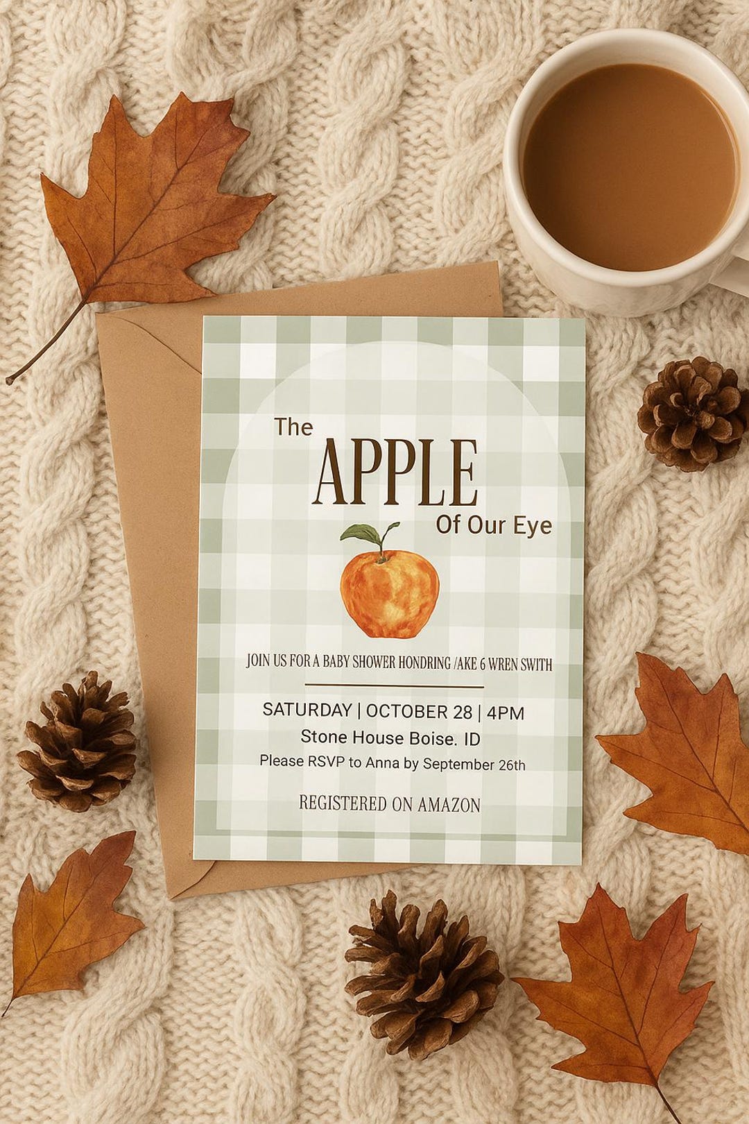 Apple of Our Eye Baby Shower Invitation | Fall Baby Shower Invite ...