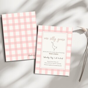 Pink Silly Goose 1st Birthday Invitation: Editable Canva Template ...