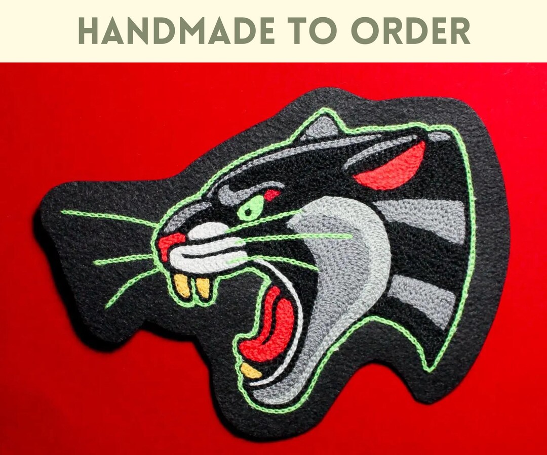 Panther Tattoo Flash Chainstitch Patch - Patches for Denim Jacket - Etsy