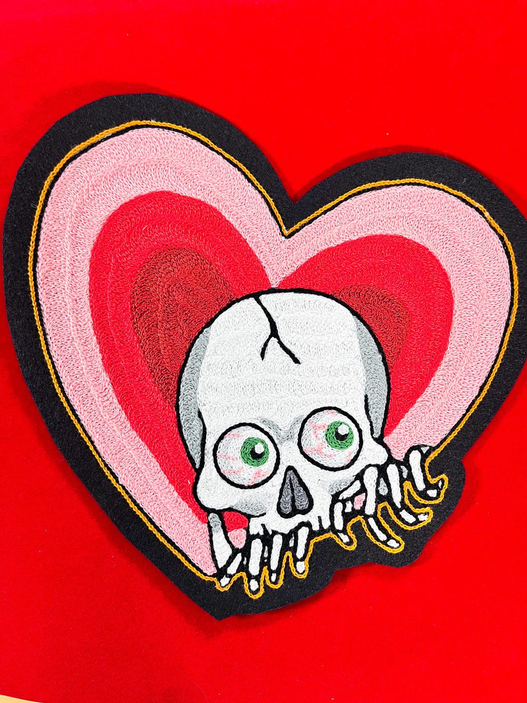 Skeleton Heart Tattoo Flash Back Patch for Jacket, Denim Jacket Patch ...