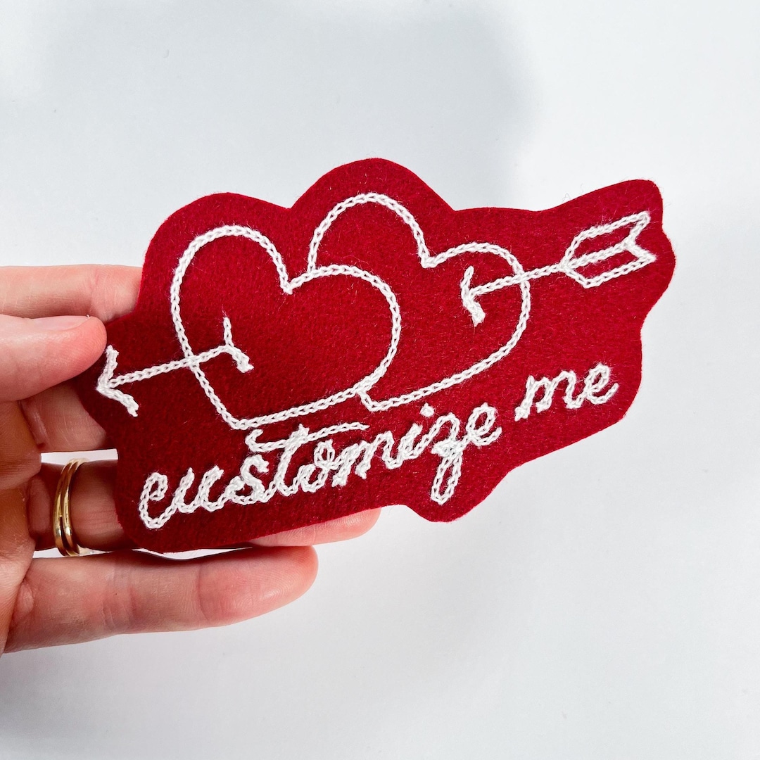 Custom Iron on Name Patch - Embroidery Heart With Arrow - Embroidered Chainstitch Patch - Etsy