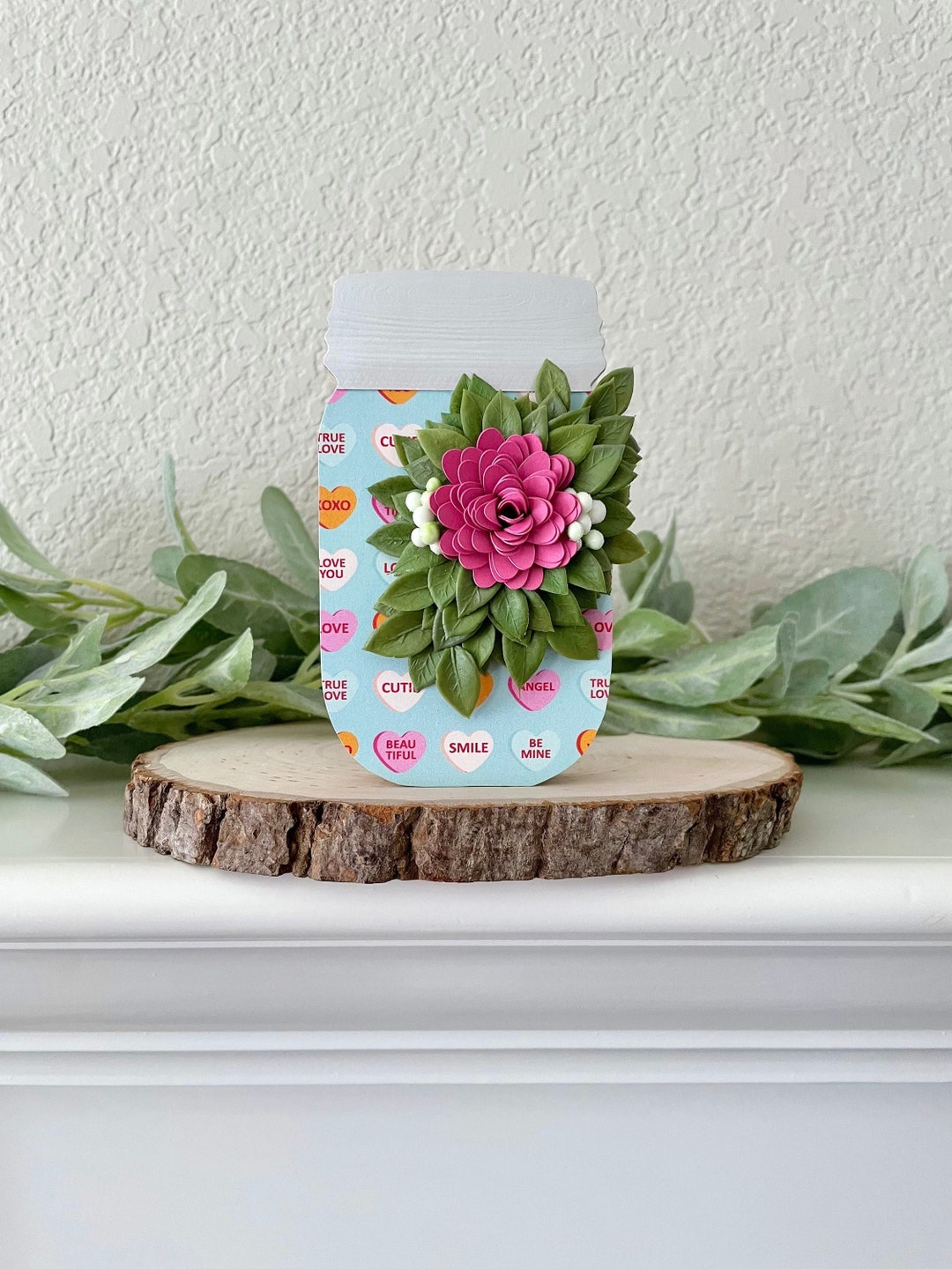 Conversation Hearts Mason Jar Shelf Sitter Valentine's Day Home Decor ...