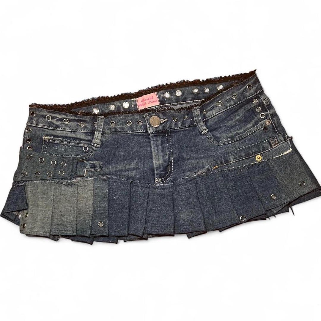 Jean Reworked Micro Mini Skirt - Etsy