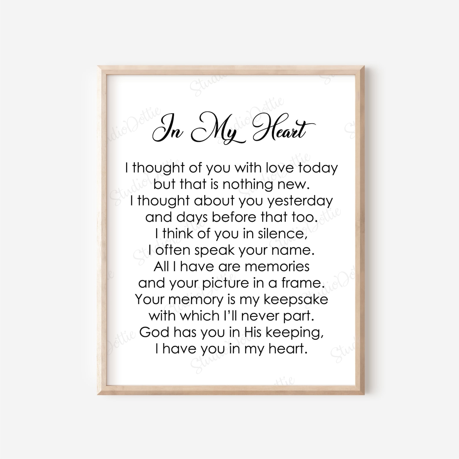 In My Heart Poem Remembrance of A Loved One, Wonderful Memories Word ...