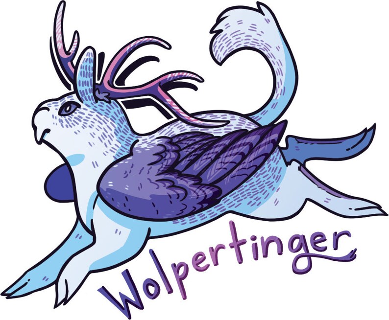 Mythological Creatures Vinyl Sticker Wolpertinger Otso | Water Bottle ...