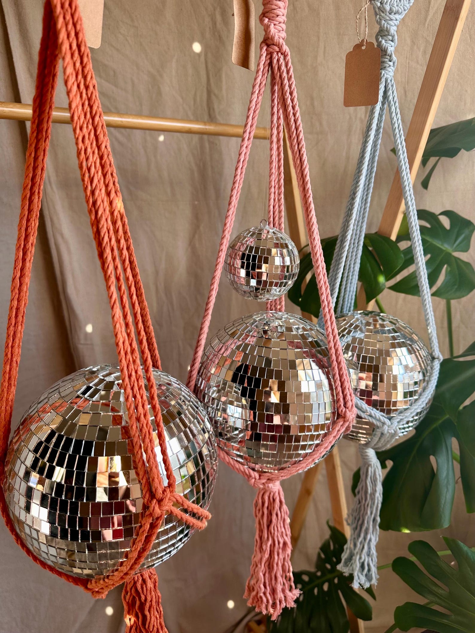 Macrame Disco Ball Hanger, Boho Disco Ball Holder, Hanging Disco Ball ...