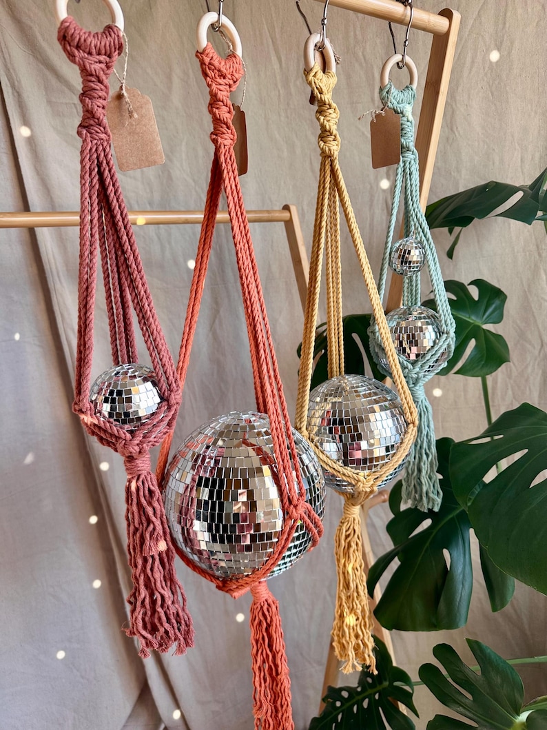 Macrame Disco Ball Hanger, Boho Disco Ball Holder, Hanging Disco Ball ...