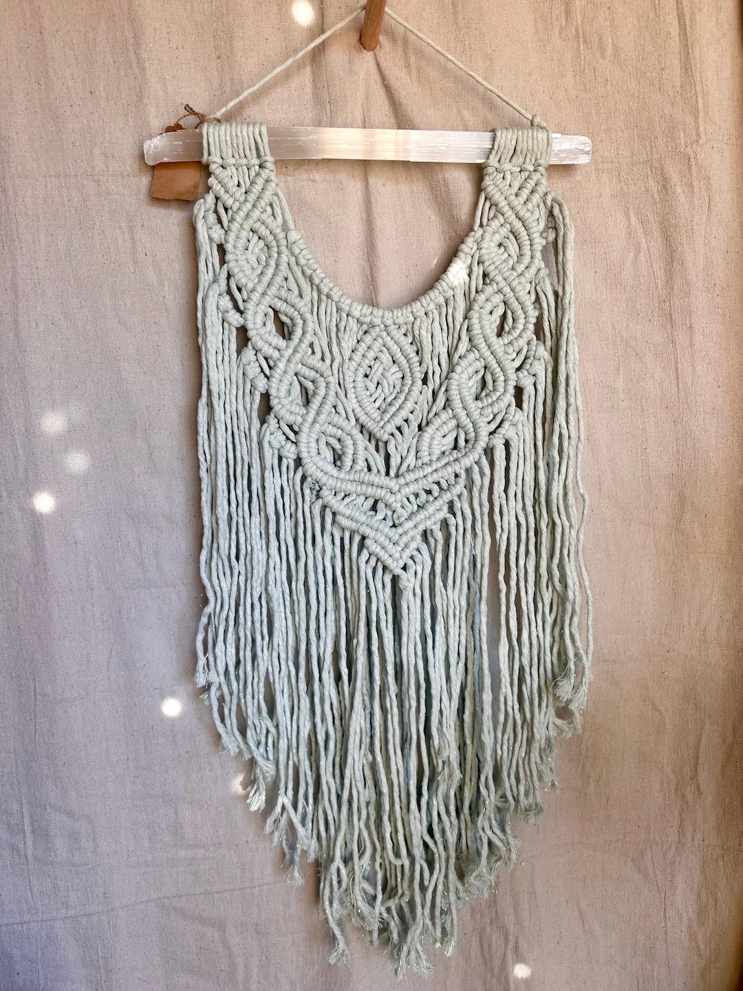 Macrame Wall Hanging, Selenite Wand Wall Decor, Crystal Macrame Wall ...