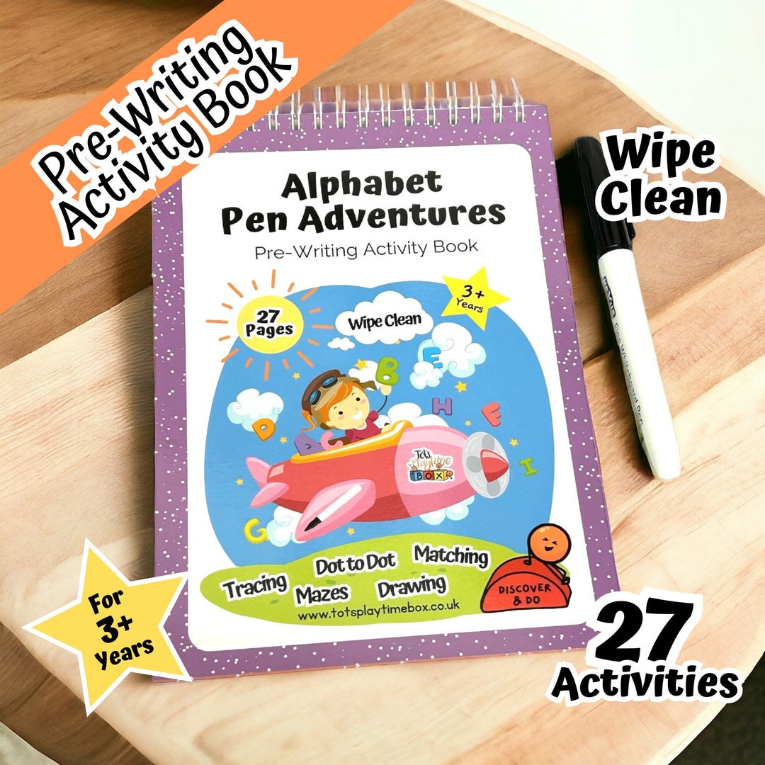 Alphabet Pre-writing Wipe Clean Activity Book Pen Control Activities ...