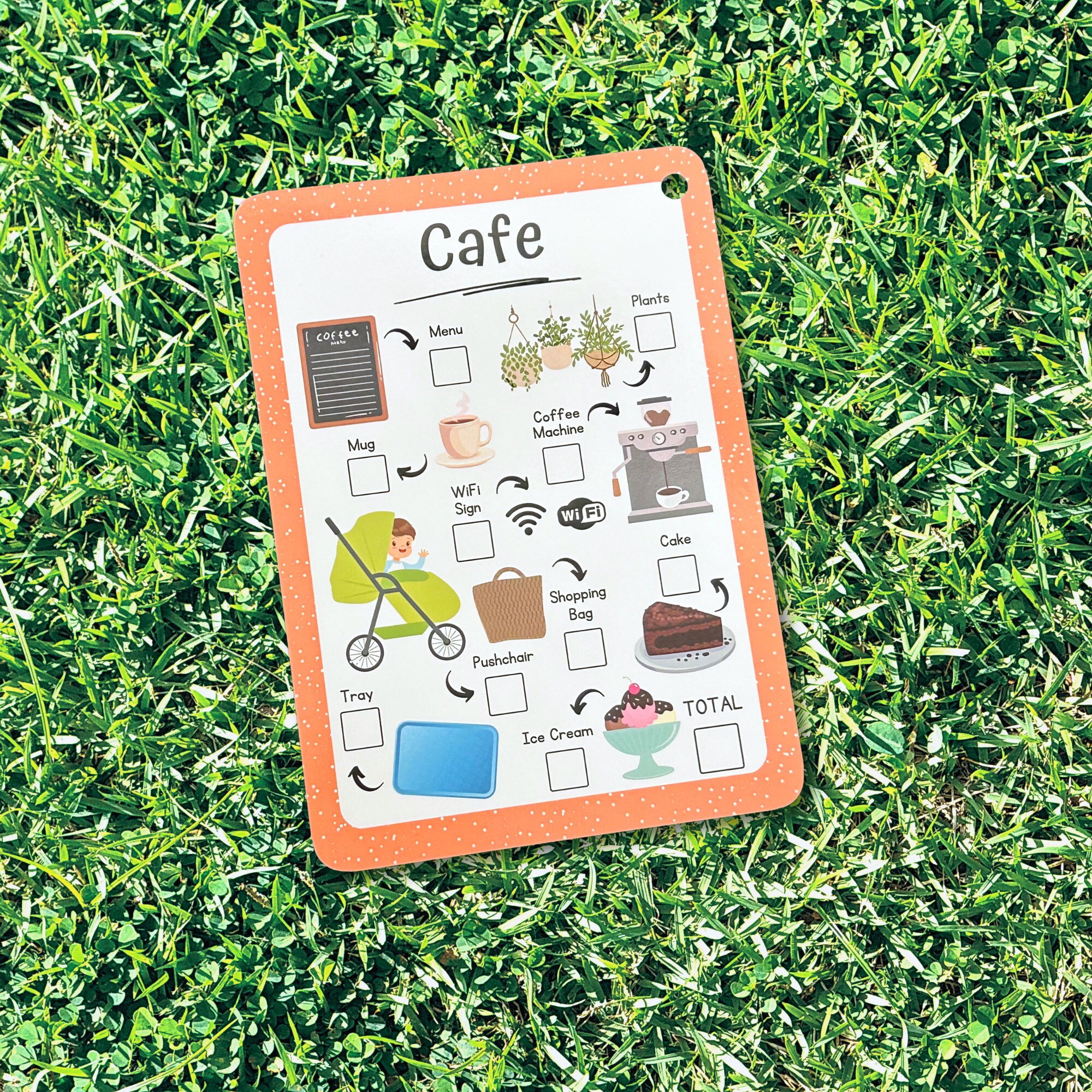 Library / Cafe I-spy Scavenger Hunt Add on Card Wipe Clean Flash Card ...