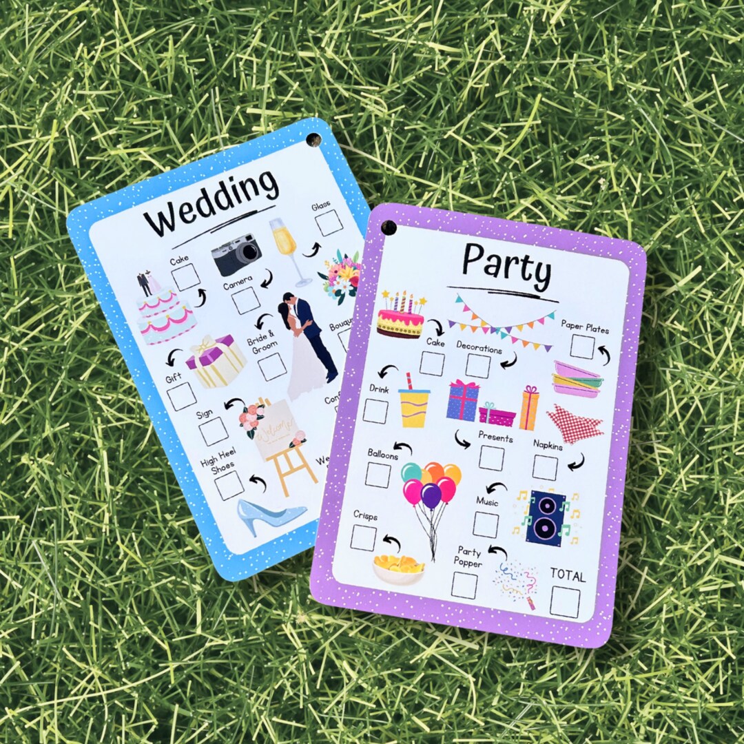 Party / Wedding I-spy Scavenger Hunt Add on Card Wipe Clean Flash Card ...
