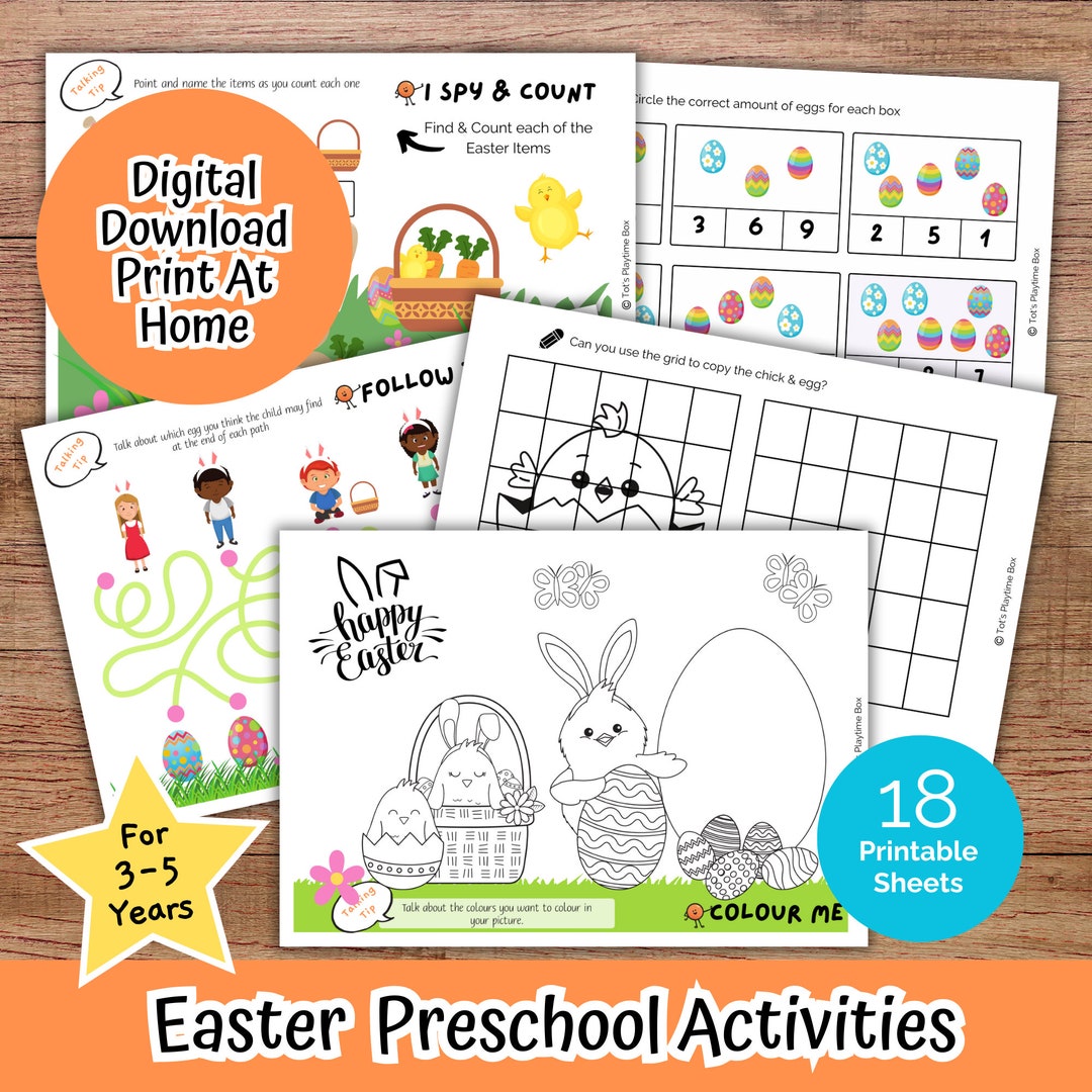 Easter Themed Digital Worksheets Print at Home Instant Download ...