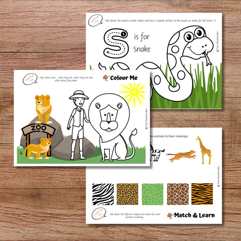 Zoo Animal Preschool Activity Pack - Colouring, Playdough, Puzzle ...