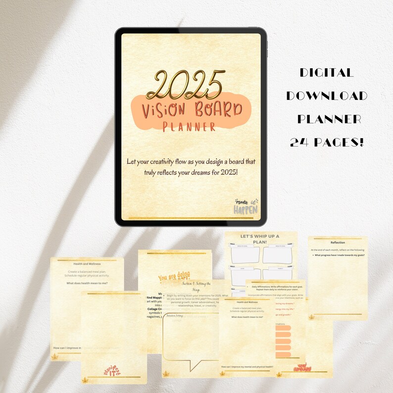 2025 Vision Board Planner | Digital Vision Board, Manifesting Vision ...