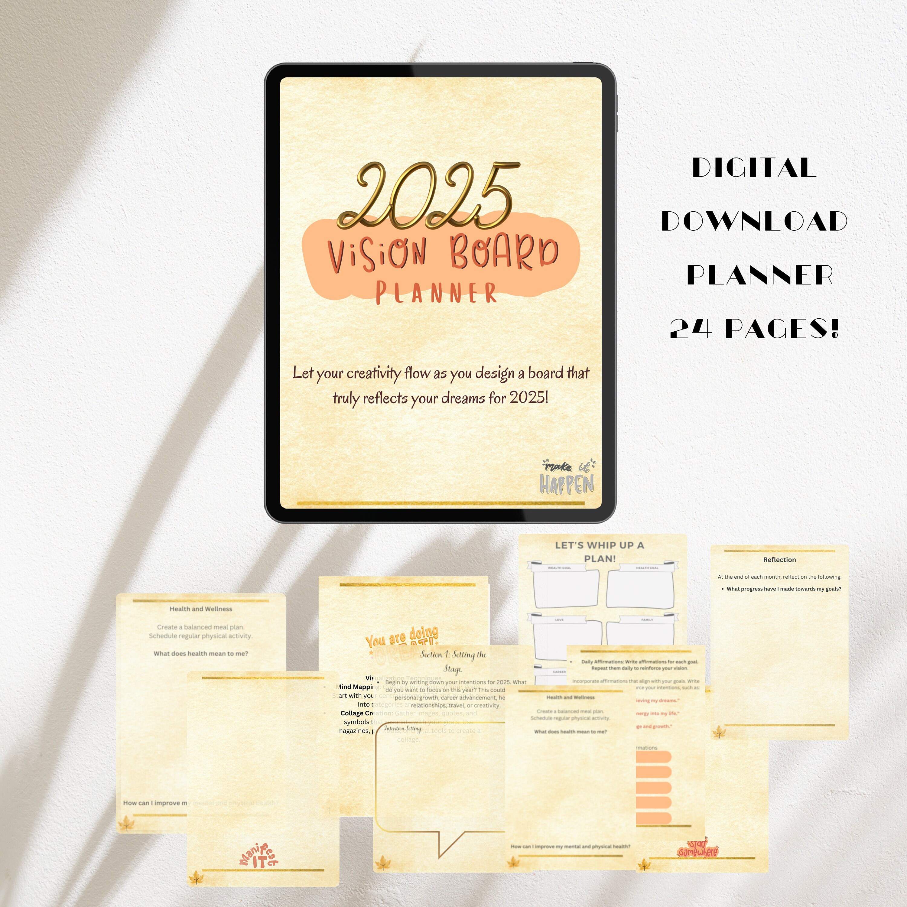 2025 Vision Board Planner | Digital Vision Board, Manifesting Vision ...