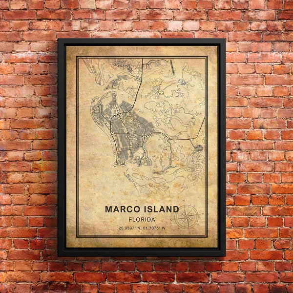 Framed Map of Marco Island - Etsy
