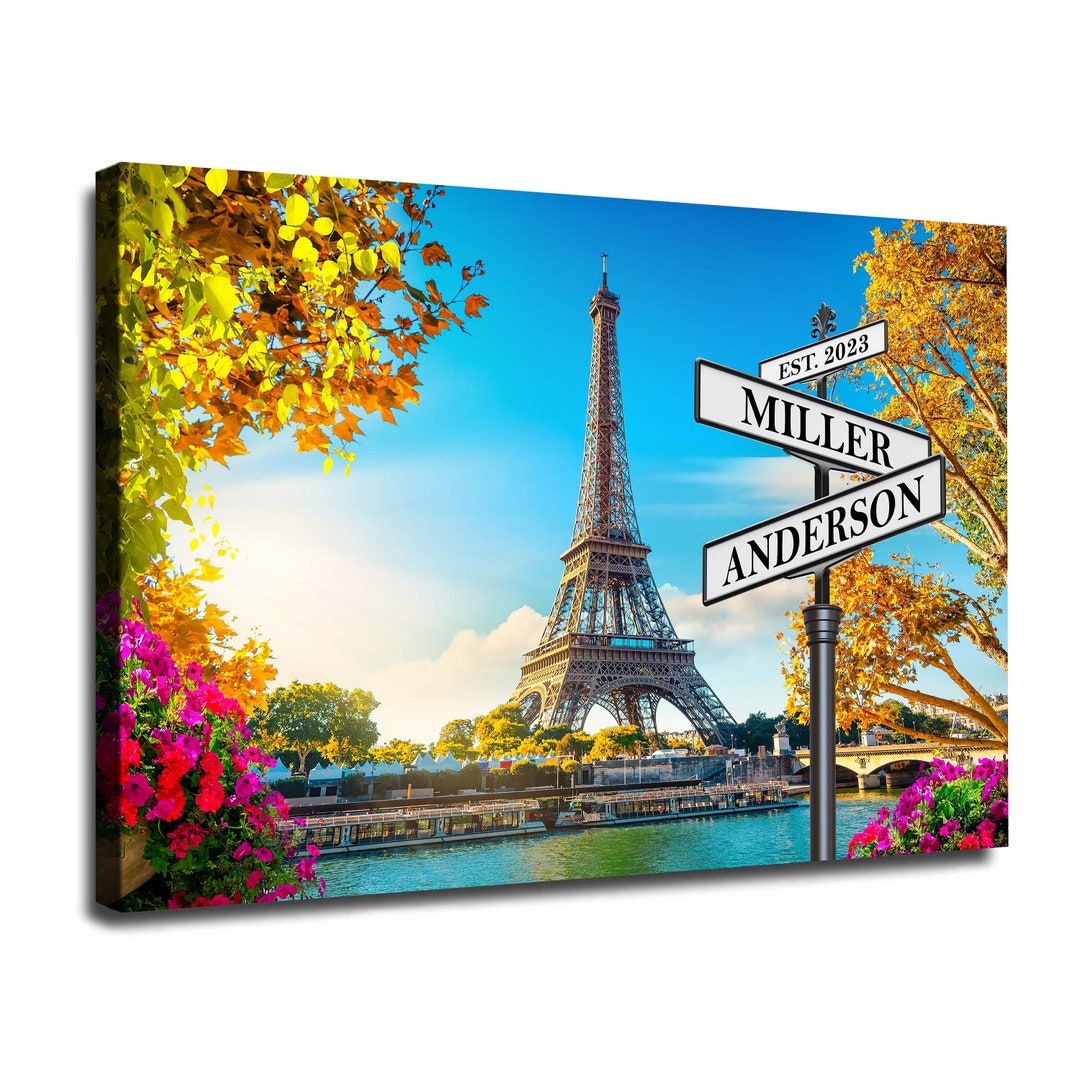 Custom Paris Name Street Sign Canvas Print, Personalized Name ...