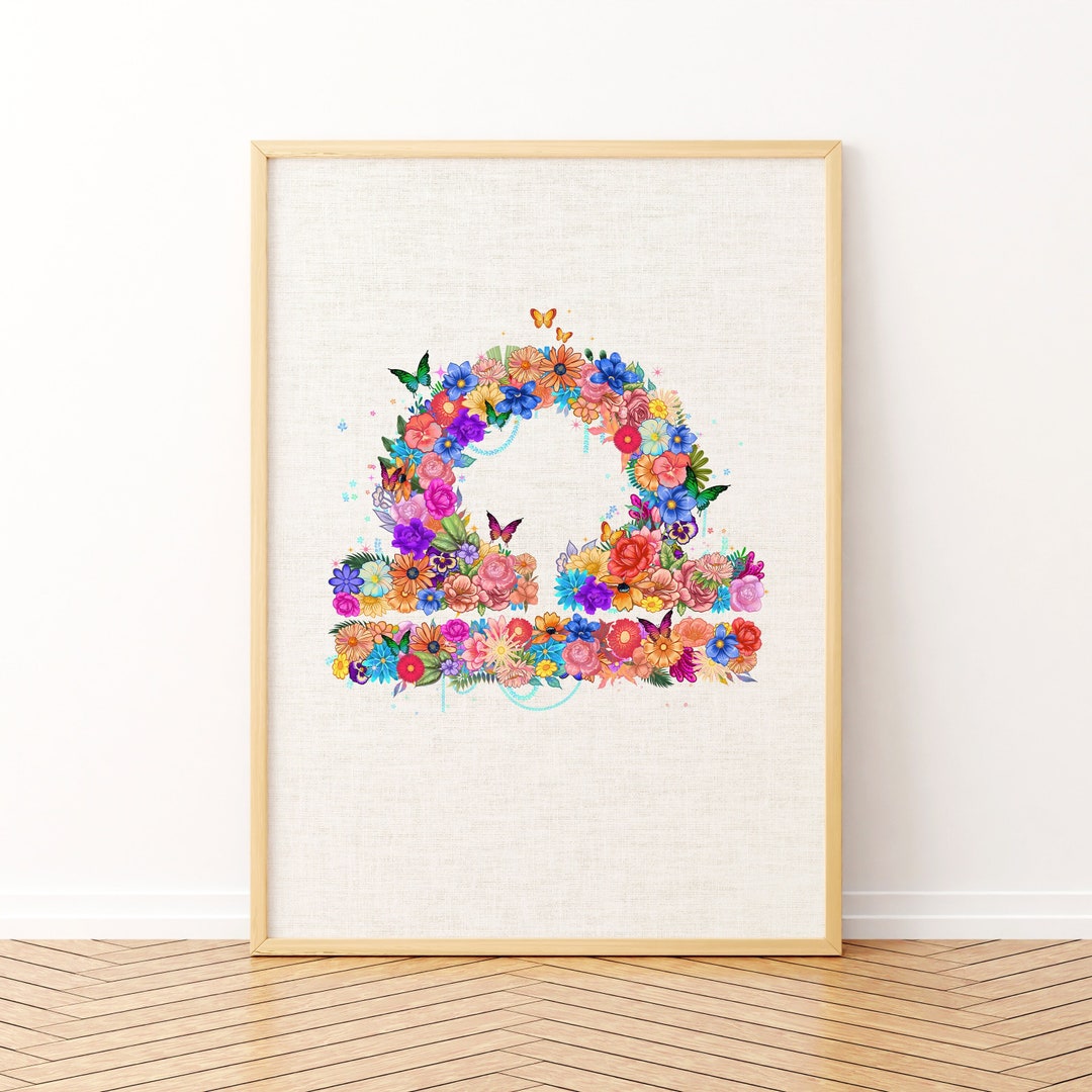 Libra Zodiac Sign Art, Personalised Zodiac Symbols From Flowers, Any ...