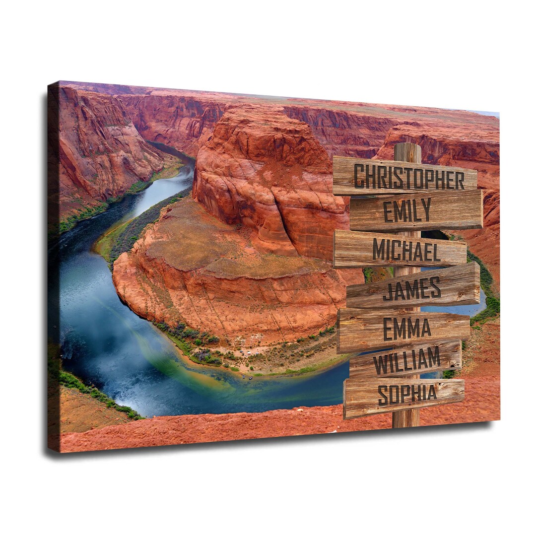 Personalized Name Canvas Grand Canyon Wall Art, Custom Family Street ...