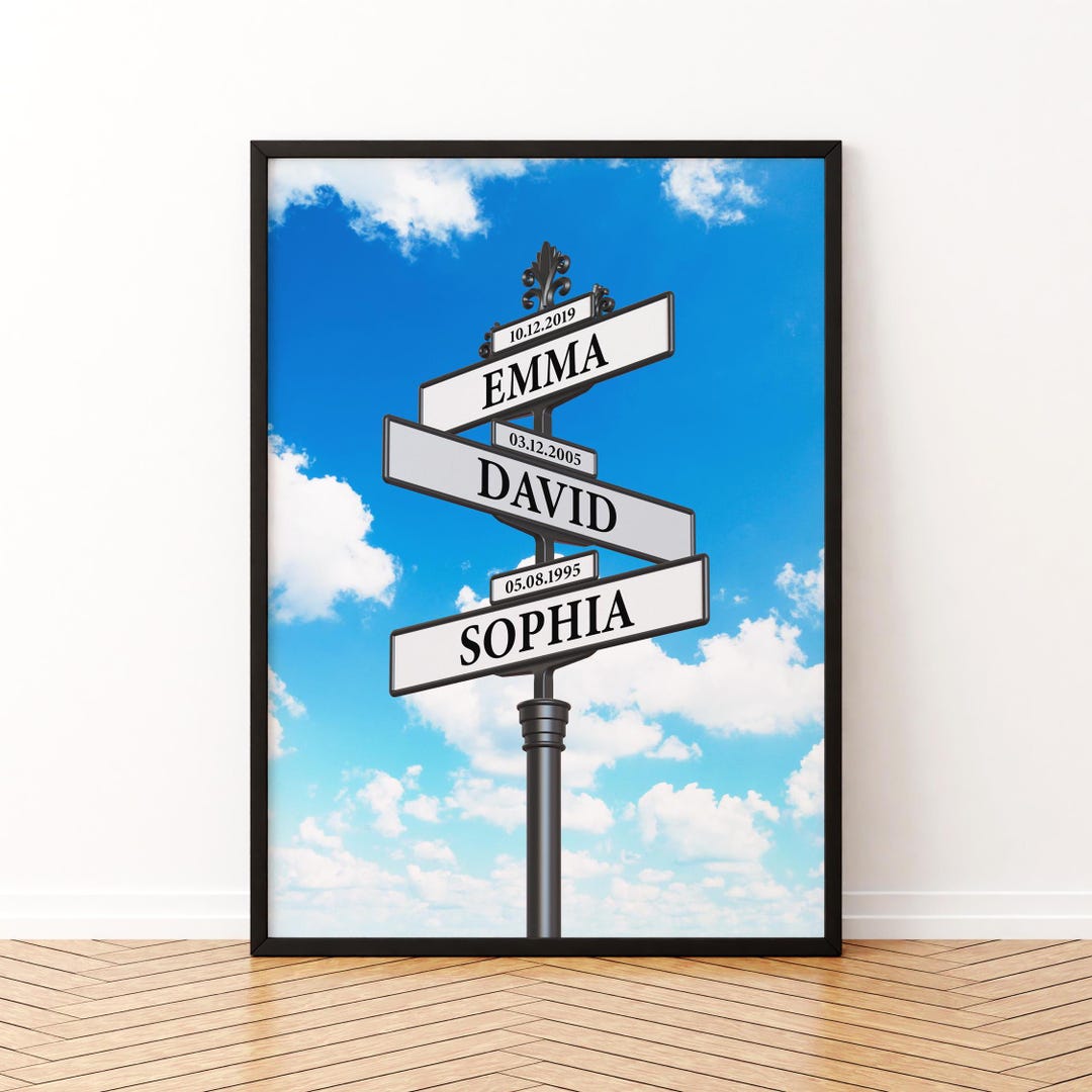 Personalized Names Sign Canvas Print, Custom Name Date of Birth ...