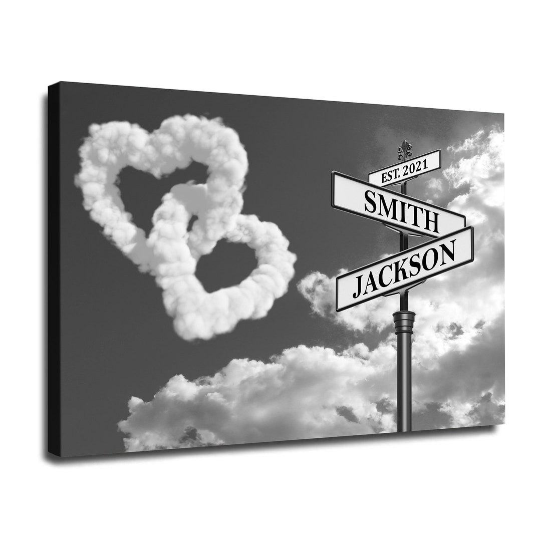 Personalized Wedding Name Street Sign Canvas Print, Custom Name ...