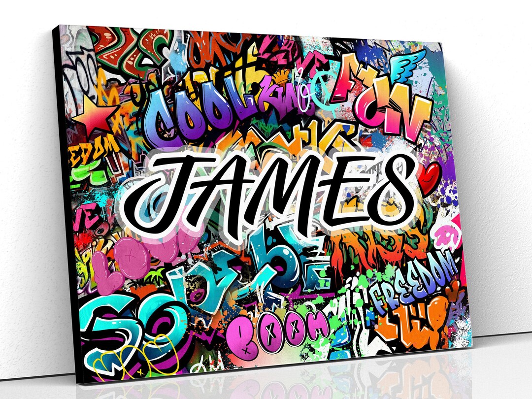 Graffiti Custom Any Name or Last Name Canvas Wall Art, Personalised ...