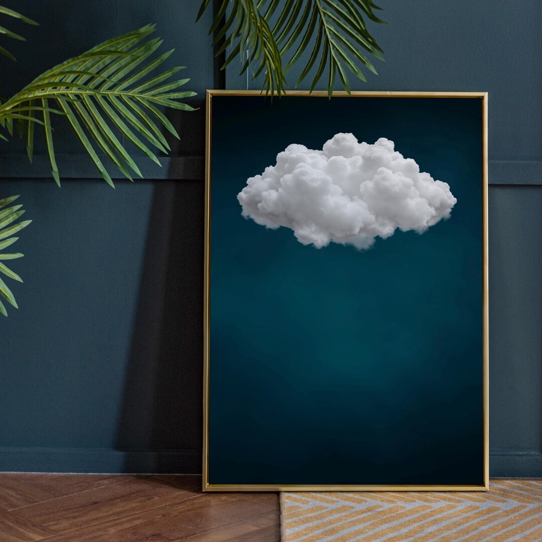 Indigo Blue Cloud Wall Art Canvas, Abstract Art Print, Minimalist Wall Art, Maximalist Decor ...