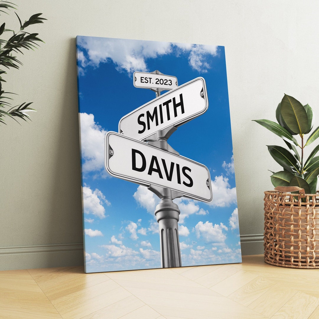 Custom Name Vintage Street Sign Canvas Print, Personalized Name Sign ...