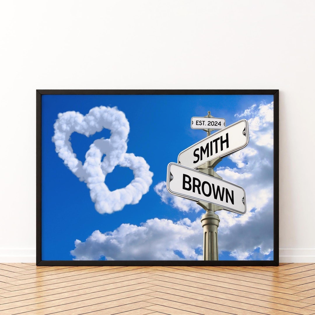 Personalized Name Street Sign Canvas Wall Art, Custom Names ...