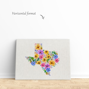 Texas State Watercolor Flowers Canvas Wall Art, Texas Flowers Painting ...
