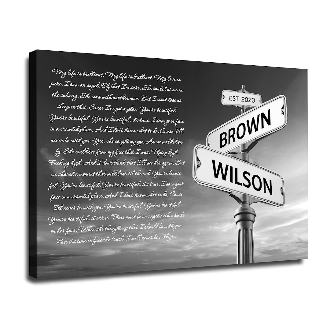 Any Song Lyrics or Wishes With Street Sign, Custom First Dance, Any ...