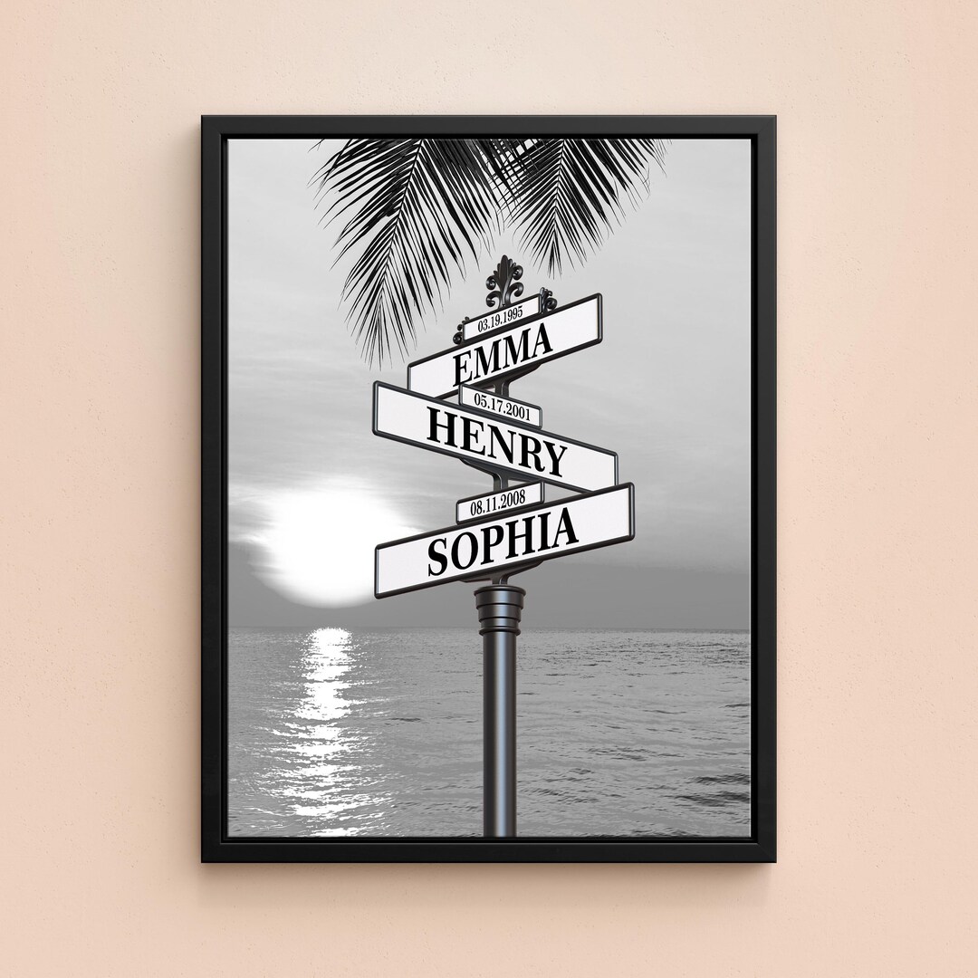 Custom Children Names Sign Sign Canvas Print, Custom Name Date of Birth ...