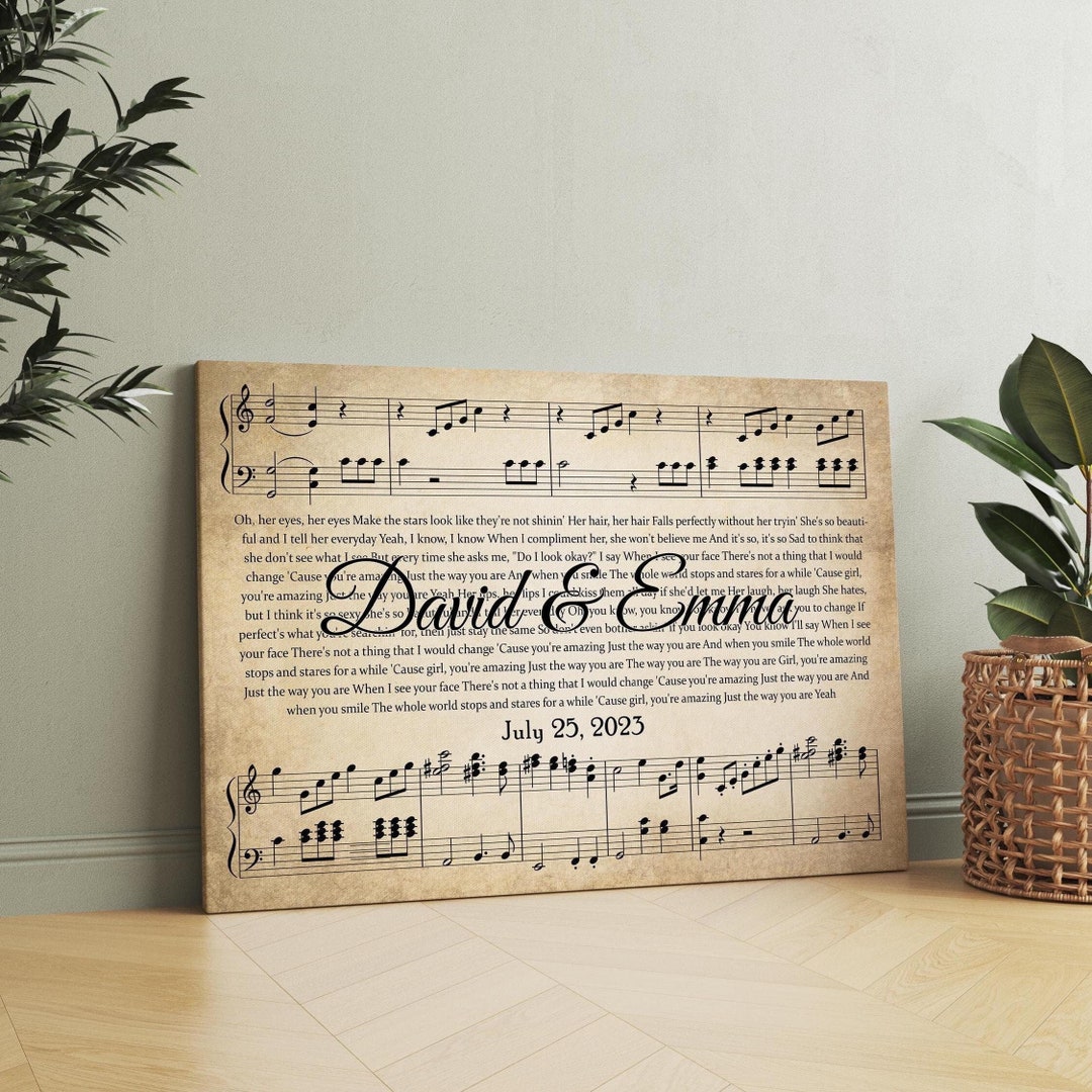 Custom Wedding Notes Wall Art, Personalized Wedding Names Canvas ...