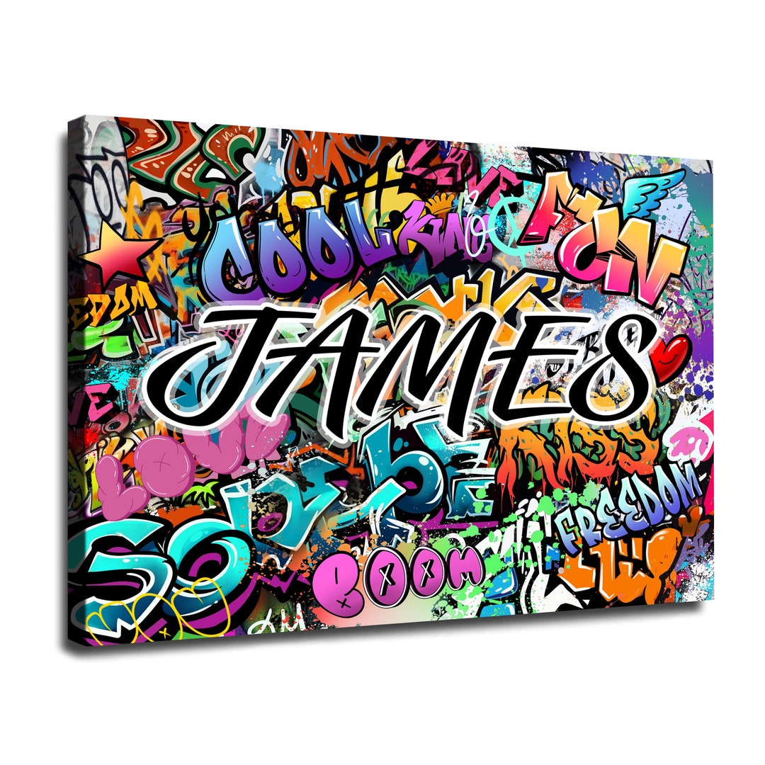 Graffiti Custom Any Name or Last Name Canvas Wall Art, Personalized ...