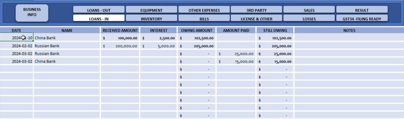 All-in-one Business Dashboard - Bookkeeping Template - and Taxes Self ...