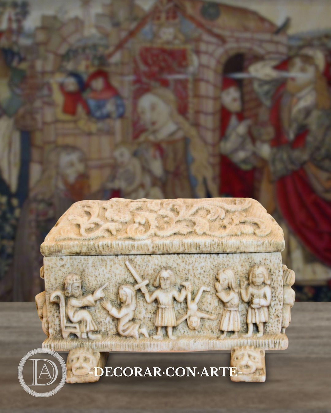 Romanesque Chest. 21 X 14 Cm. Handmade. Molded Marble. Medieval ...
