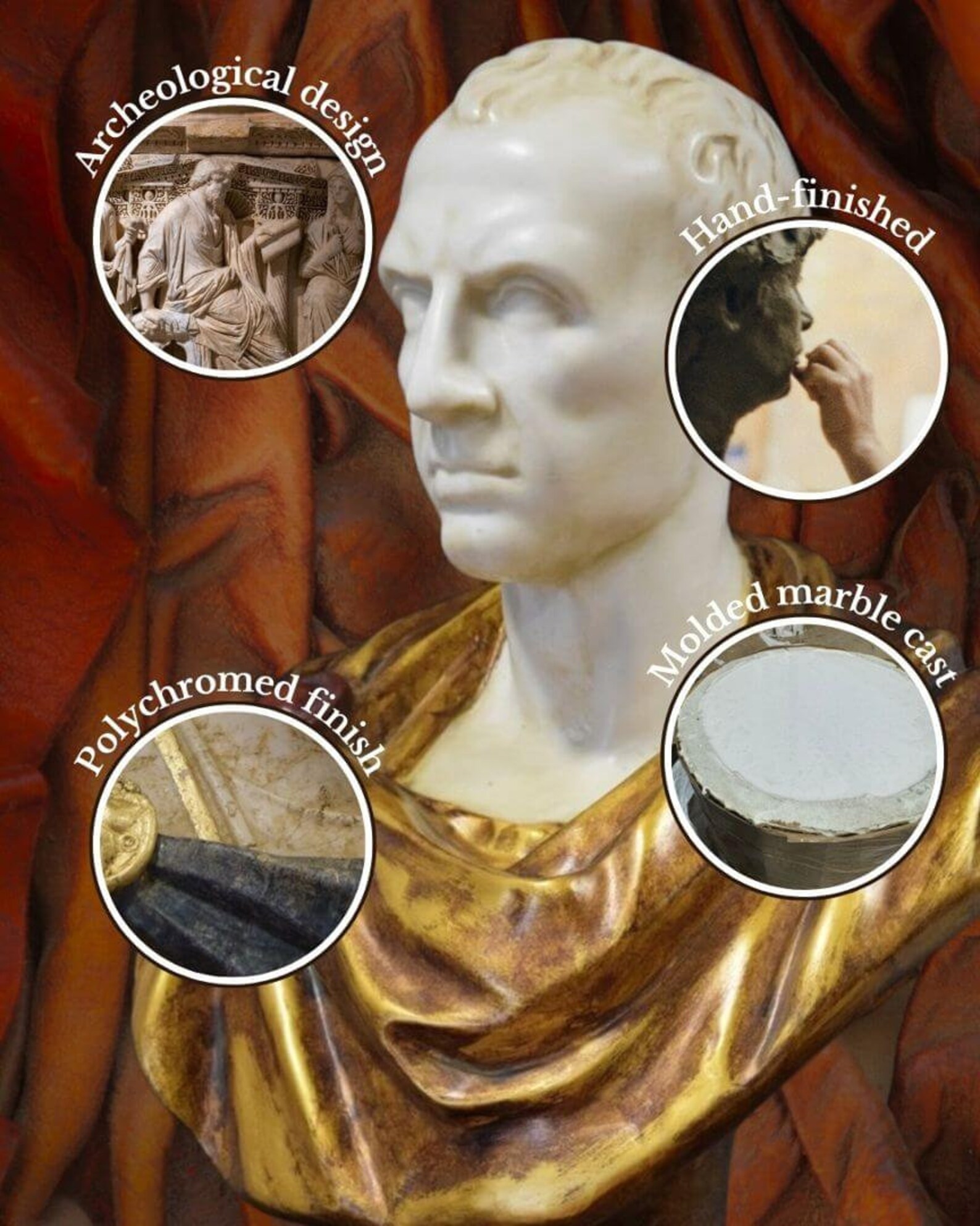 Sculpture de Jules César. 64cm.Décoration avec art romain antique ...