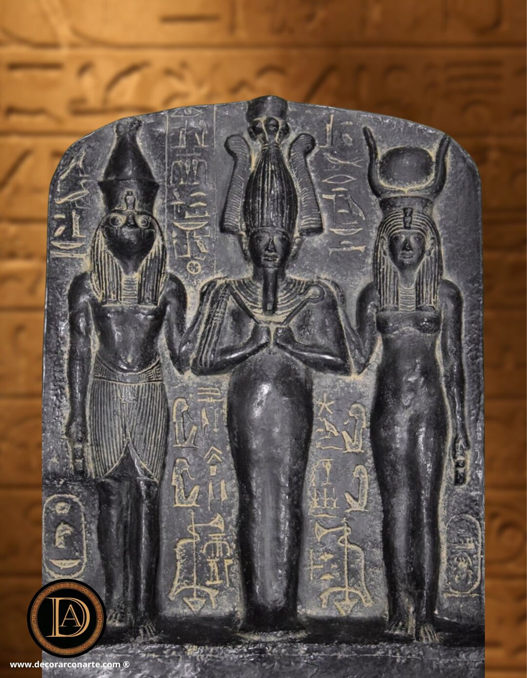 Reproduction of the Divine Triad, Osiris, Isis and Horus, Made of ...