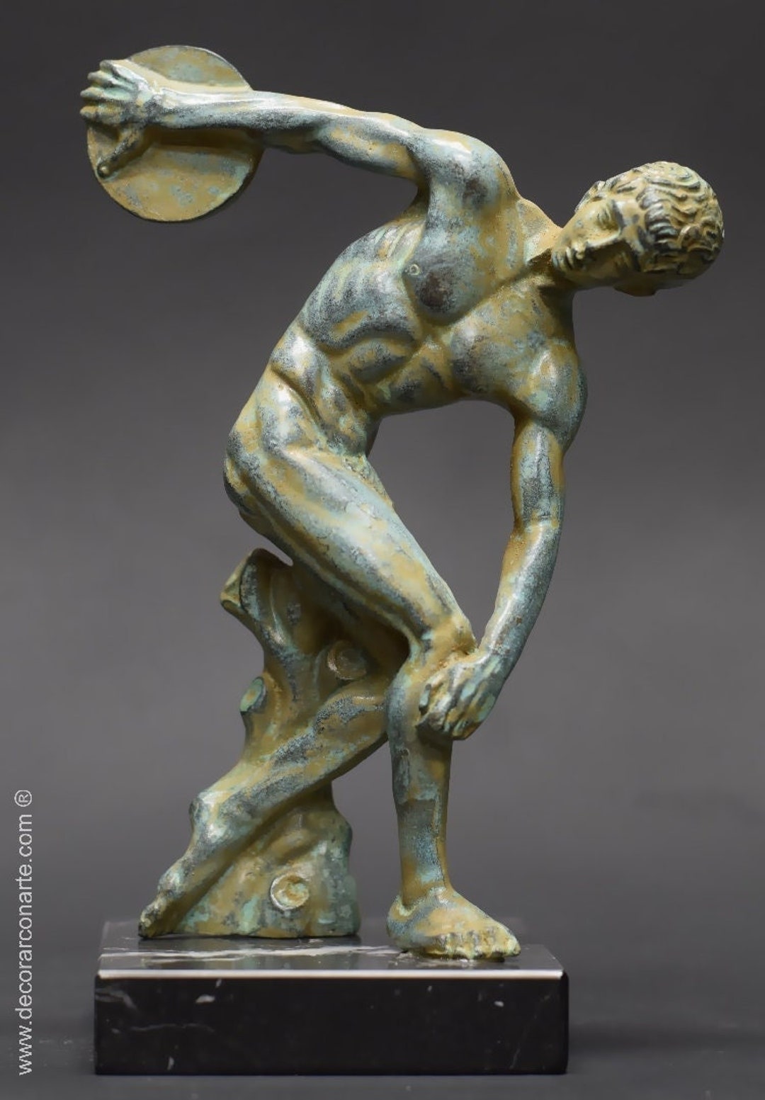 Sculpture of the Discobolo De Mirón. Reproduction in Cast Bronze. 24cm ...
