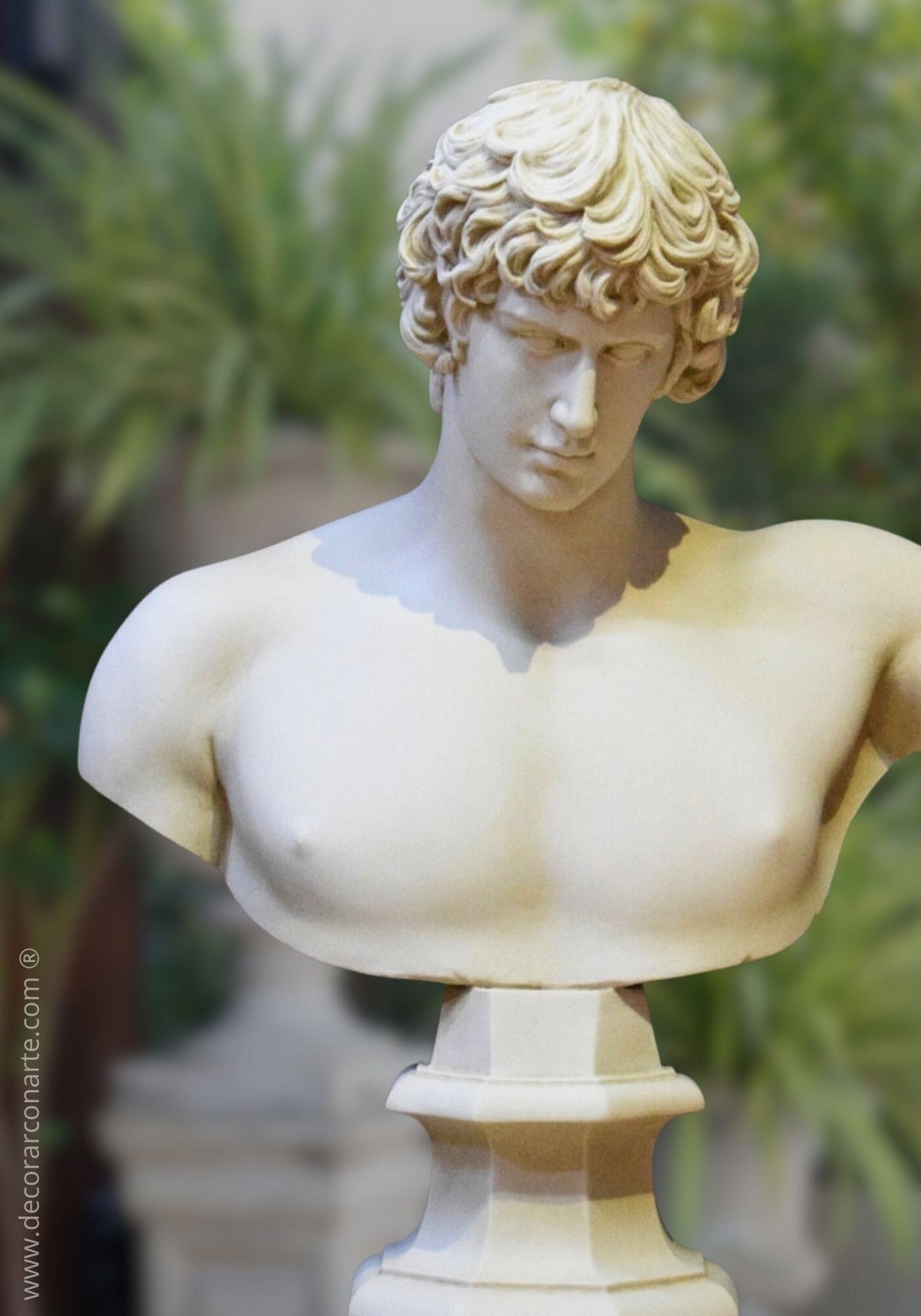 Bust of Antinous. Statue in Molded Marble. 97cm. Handmade in Spain ...