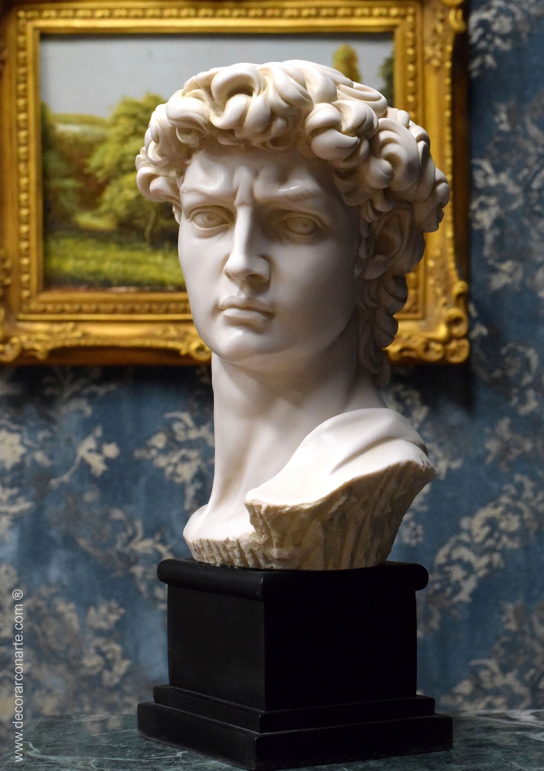 Davidskopf von Michelangelo. Geformter Marmor. 38cm. Handgefertigt in ...