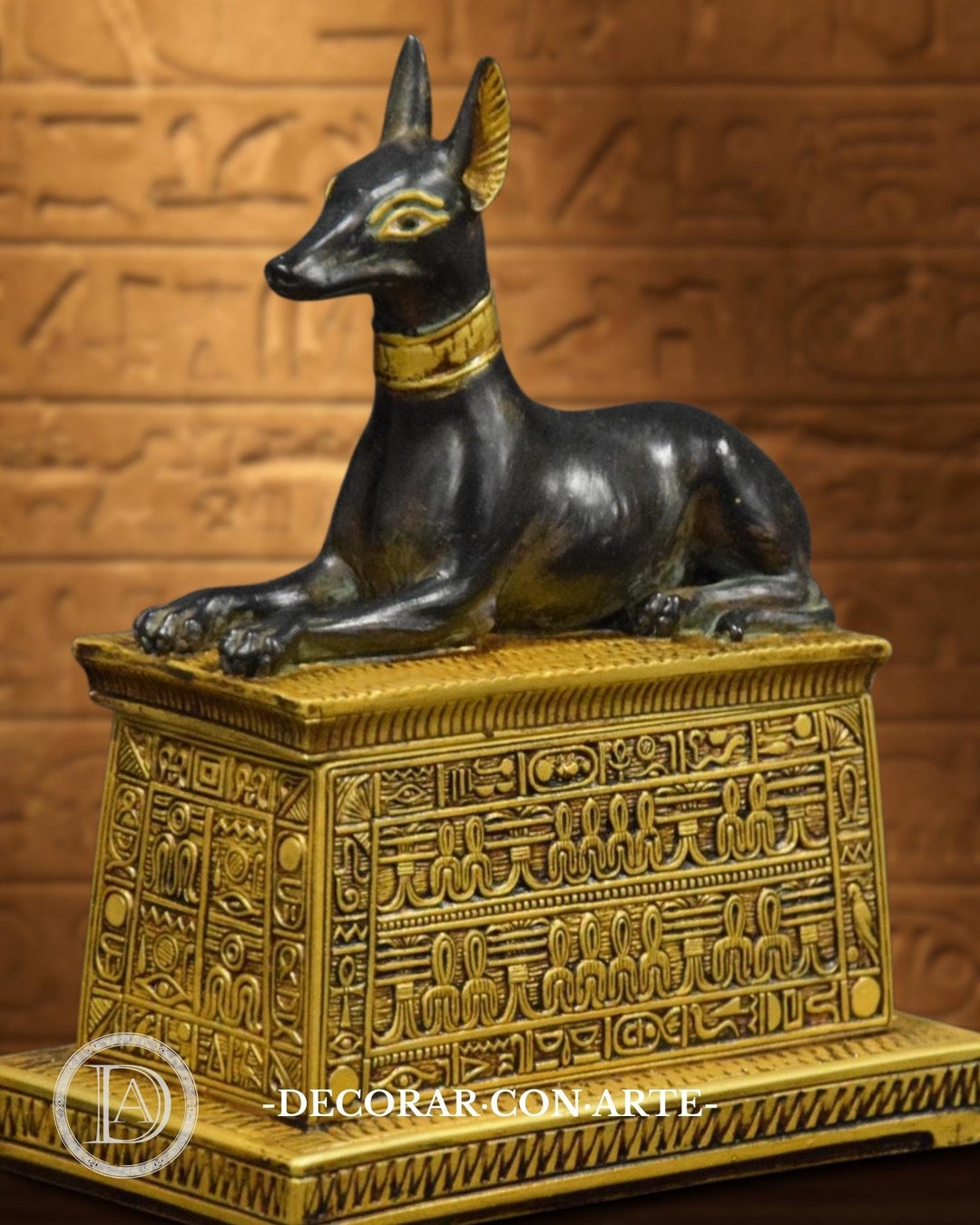 Chest With Figure of the God Anubis. 18 Cm. Polychrome Molded Marble ...